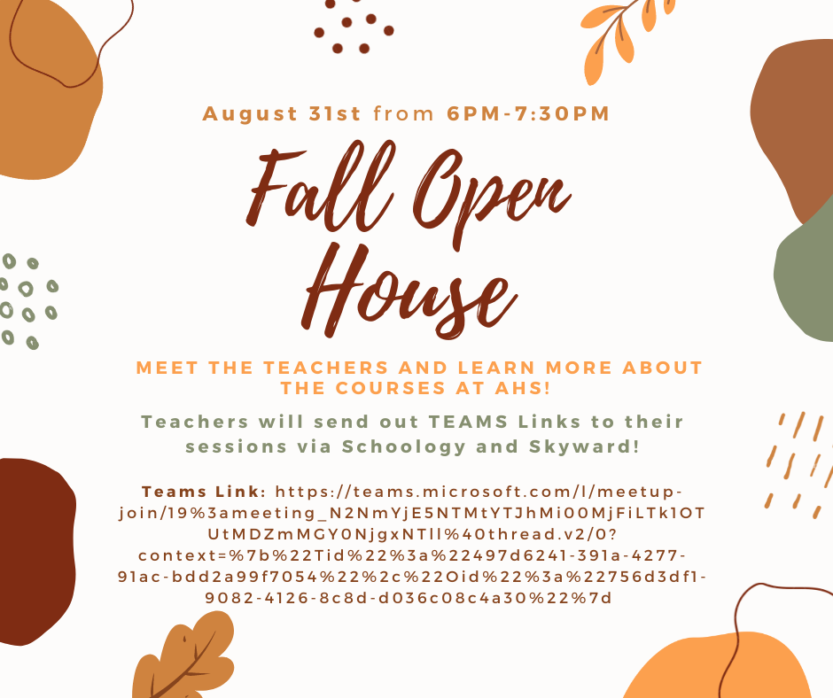 Fall Open House (Updated 8.26.21)