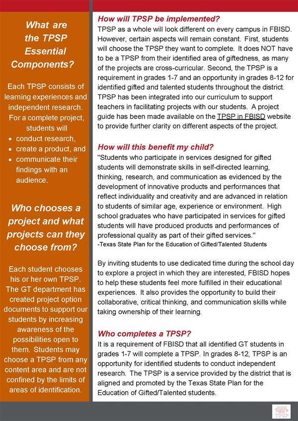 Gifted and Talented / TPSP in FBISD