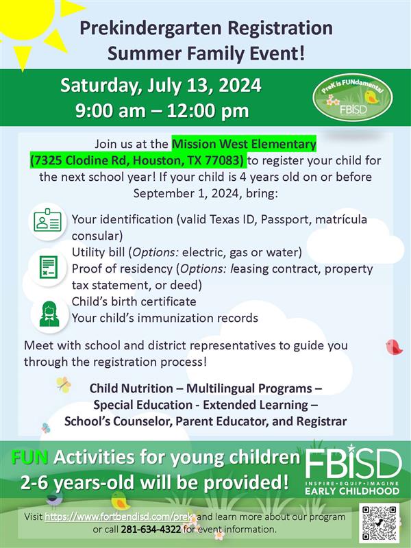 Early Childhood / Registration Events (In Schools and Online)